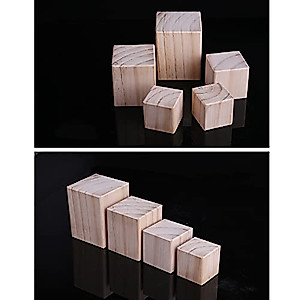apdm 4 Pack Solid Wood Furniture Legs, Natural Square Wood Furniture Risers, Wooden Extenders for Tables, Sofas, Armchairs, Cabinets (5x5x5cm,5 cm Taller)