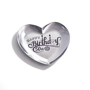 VWALK Stainless Steel 50th Birthday Jewelry Tray, Heart Shape, Personalized Laser Engraved, Dish, Gifts for Daughter, Sister, Niece, Friends