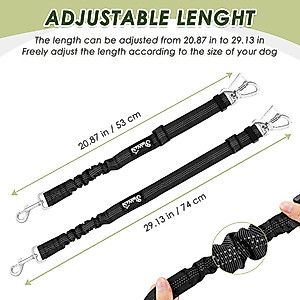 SlowTon Dog Seatbelt, 2 Pack Dog Seat Belt Car Leash Adjustable Elastic Bungee Buffer Heavy Duty Nylon Reflective Pet Safety Tether Connect to Dog Harness for Travel Riding in Vehicle (Daul Clip, B)