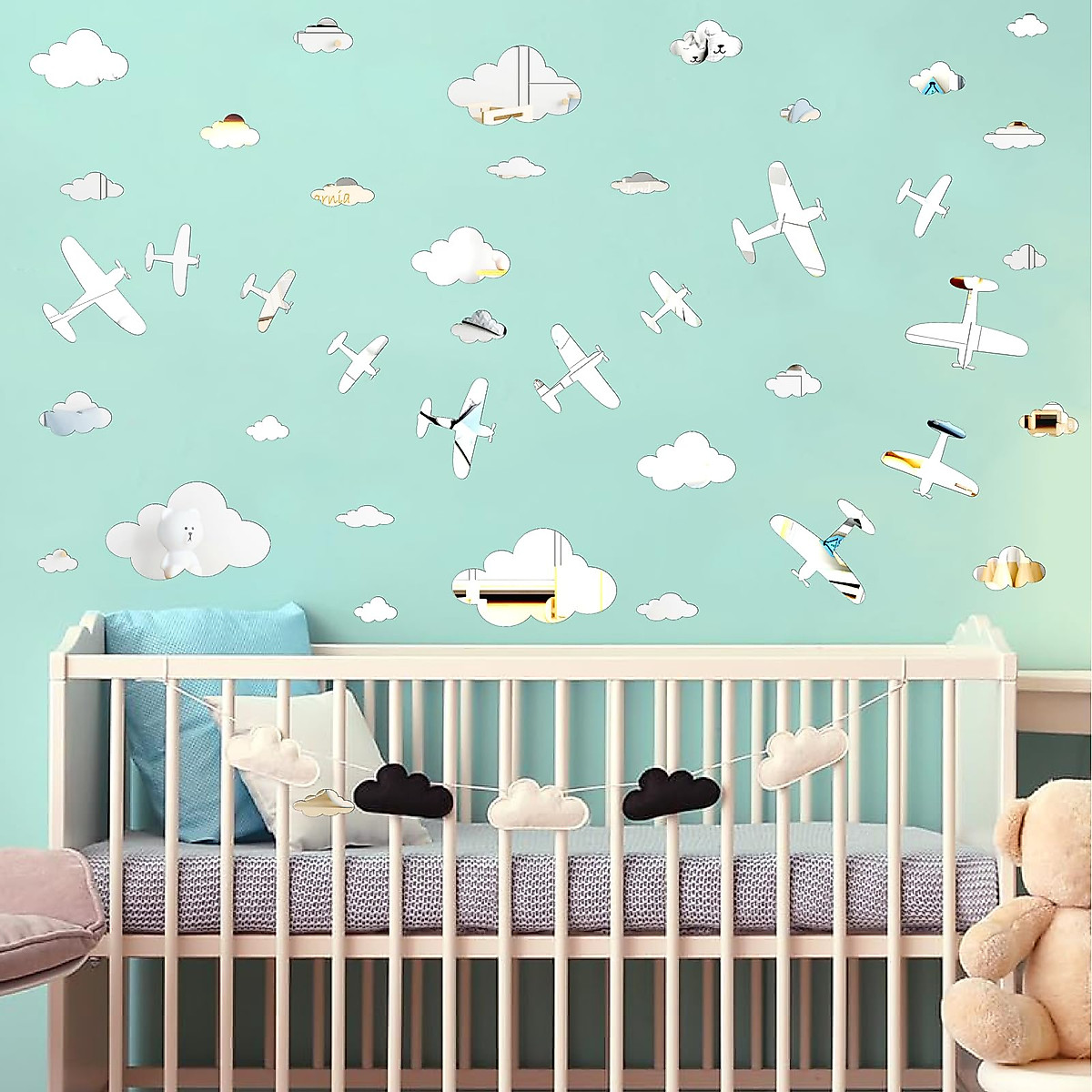Moon Star Wall Decals Retro Star Wall Decals Starburst Vinyl Gold Wall Stickers White Cloud Wall Decals Sparkle Wall Stickers Gold Star Wall Stickers for Nursery Bedroom Kids Room Decor