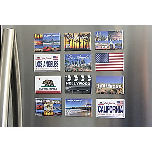 Set of 12 California Fridge Magnet - Los Angeles-Hollywood-Santa Monica-Travel Souvenir-2.75 x 1.75 inch-Pack of 12