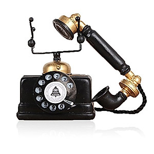 7 inch Creative Retro Telephones European Resin Rotary Dialing Telephone Decoration Cafe Bar Window Decorative Home Decoration Props (L: 7 1/4 inch X W: 3 1/8 inch X H: 6 1/4 inch)