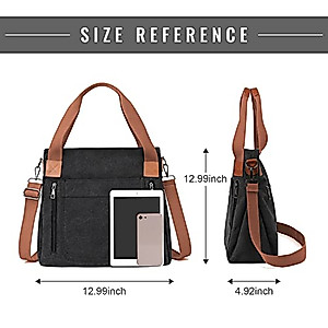 SUKUTU Ladies Canvas Tote Handbags Multiple Pockets Casual Top Handle Satchel Daily Purse