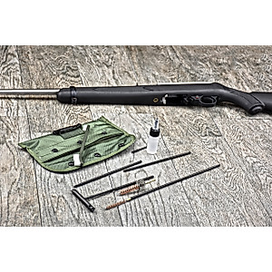 SE 10-Piece Rifle-Gun Cleaning Kit - includes Brass Brushes, Rod Extenders, and Canvas Storage Pouch - GC16M