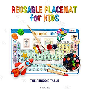 merka Kids Placemat Educational Placemats Periodic Table for Kids Chemistry Learning Placemat Kids Placemat for Dining Table