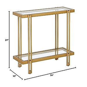 Henn&Hart 24" Wide Rectangular Side Table in Brass, Table for Living Room, Bedroom