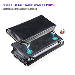 nuoku Crossbody Bags for Women, Detachable Credit Card Holder and Wallet for Women with RFID Blocking, Includes 2 Size Bags