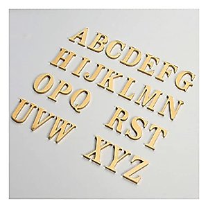 1Pcs Golden Brass Letters Wall Decoration/Door Plates, 65mm Retro Metal Hotel Dormitory Room Number Door Plates, Self-adhesive (Color : Letter W)