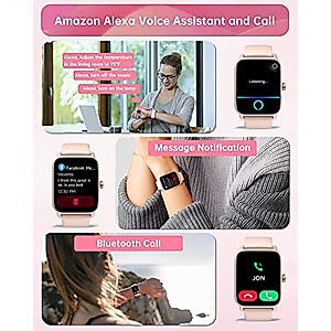 Smart Watches for Men Women (Answer/Make Call), Alexa Built in, 1.8" Full Touch Screen Fitness Tracker with Heart Rate SpO2 Sleep Monitor IP68 Waterproof Smart Watch for iPhone Android Phones