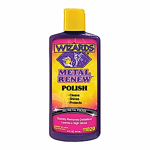 Wizards Metal Polish Cream Metal Renew - Cleans, Shines and Protects All Metals - Cream Fast-Cut Polish and Stainless Steel Cleaner - High Gloss Metal Polish - 8 oz