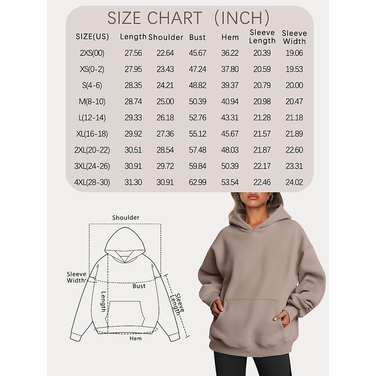 Trendy Queen Womens Oversized Hoodies Fleece Sweatshirts Long Sleeve Sweaters Pullover Fall Outfits Winter Clothes Grey L