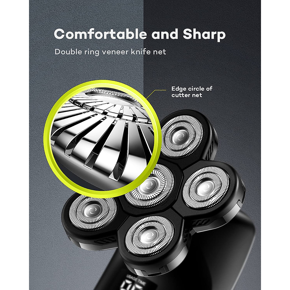 Head Shaver, ATEEN Wet/Dry Electric Razor for Men Rechargeable, Mens Cordless Rotary Shavers for a Perfect Bald Looking, Grooming Kit for Men, Anti-Pinch, LED Display-Mens HIMS Gifts