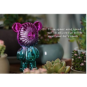Lizihaowu Handheld Fan Rechargeable USB Mini Fan Portable, Cute Bear Fan, Eyelash Fan For Kids Girls Women Home/Travel/Outdoor/Makeup/violet-blue gradation