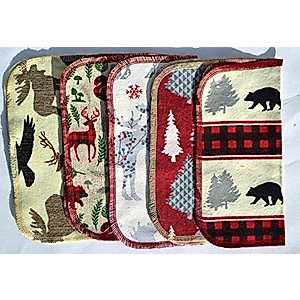 1 Ply Winter Lodging, Set Napkins 8x8 inches 5 Pack - Little Wipes (R) Flannel