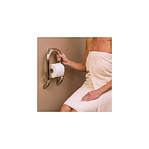 INVISIA Toilet Roll Holder 13", Designer Premium Grab Bar for Bath and Shower Safety, Water Resistant, ADA Compliant Grab Bar for Adults, Seniors & Handicapped- Up to 500Lbs (Brushed Stainless)