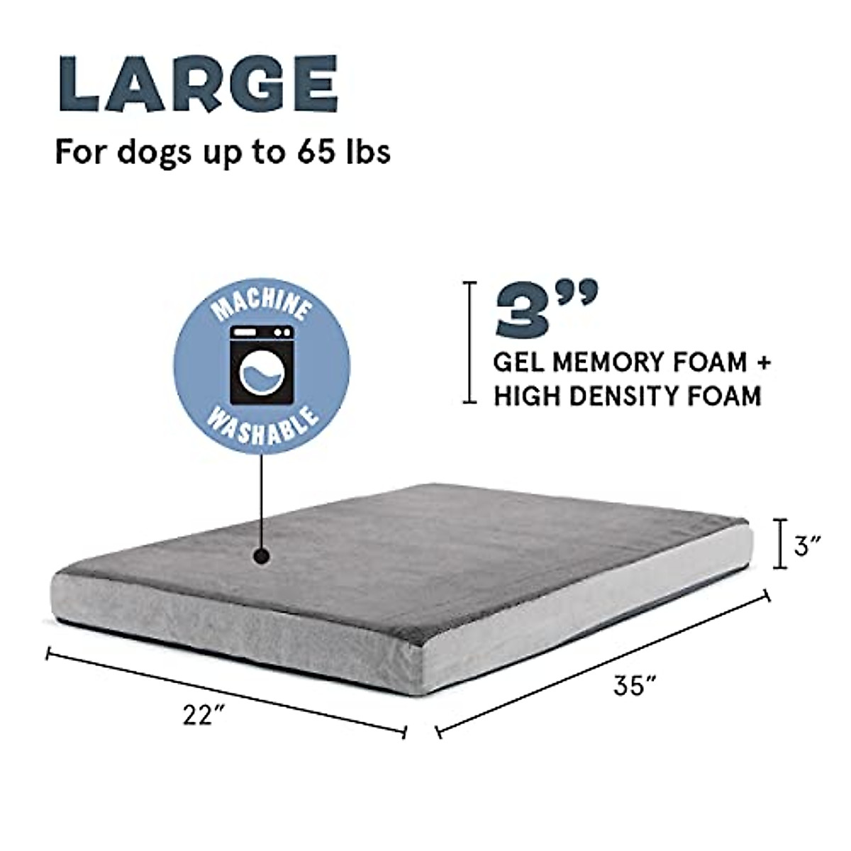 Barkbox Memory Foam Platform Dog Bed | Plush Mattress for Orthopedic Joint Relief (Large, Grey)
