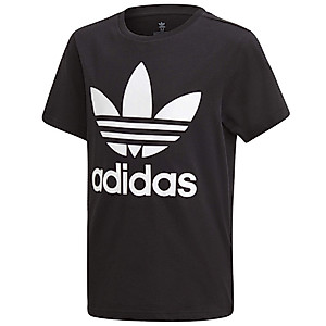 adidas Originals Kids' Big Boys' Trefoil Tee, Black/White, Large