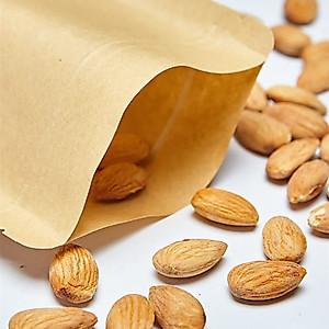 50 pcs Kraft Bags with Window Stand Up Ziplock Seal Paper Bag Resealable Large Food Storage Pouch 10x14in