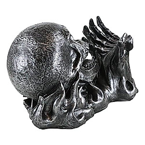 Ebros Dead Rising Skull Hell's Booze Flame Skeleton Wine Holder Figurine 11.25" L Halloween Party Hosting Centerpiece Decor