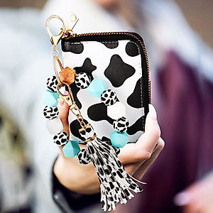 Abaodam 2Pcs Wrist Keychain Wallet Cow Key Wallet Holder Card Case with Keychain