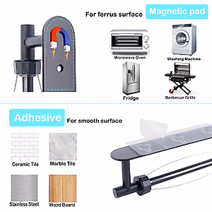 KIHOGEM Magnetic Paper Towel Holder,One Hand Operable Paper Towel Holder Wall Mount Self Adhesive and Strong Magnetic Backing for Kitchen Refrigerator Grill RV(Black)