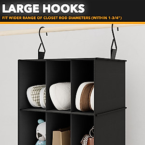 SpaceAid 2 Pack Hanging Closet Organizer and Storage with Dividers, 24 Compartments Hanging Shoe Shelves for Closet, Wardrobe, RV, Garment Rack - Black