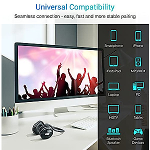 Kinivo BTH240 Bluetooth Headphones (Black, On-Ear, Wireless Music, Hands-Free Calling, Built-in Mic, Foldable, Memory Form Earpads, Travel Bag)