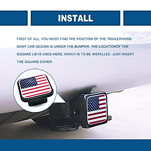 1 PC Trailer Hook Dust Proof Plug, USA American Metal Flag Trailer Hitch Cover Tube Plug, Heavy Duty Trailer Hitch Tube Cover, Car Accessories, Suitable for Most Cars and Trailers (Red)