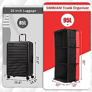 Simniam Car Trunk Organizer Large 95L, Foldable, Non-Slip, Car Storage Organizer Made of Thick Material, Apply to Organizing The Trunk Outdoor Travel Shopping Camping - Red