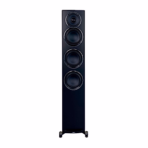 ELAC Uni-Fi Reference 3-Way 5-1/4" Floor Standing Speaker, Oak or Walnut Tower Speaker for Home Theater and Stereo System, Black Baffle with Walnut Sides