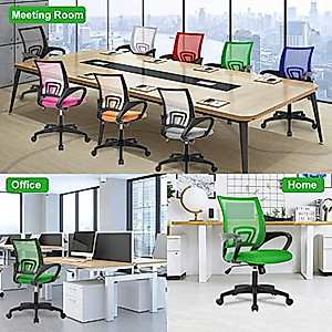 Home Office Chair Ergonomic Desk Chair Mesh Computer Chair with Lumbar Support Armrest Adjustable Rolling Swivel Chair for Women Adults, Green
