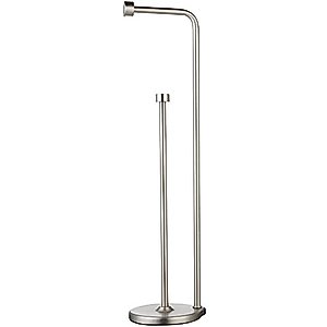 Amazon Basics Free Standing Bathroom Toilet Paper Holder Stand with Reserve, Silver Nickel