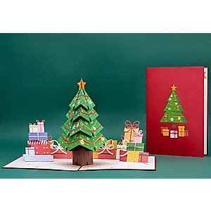 Paper Love Christmas Tree Pop Up Christmas Card, 3D Christmas Greeting Cards, For Christmas or Holidays - 5" x 7" Cover - Includes Envelope and Note Tag
