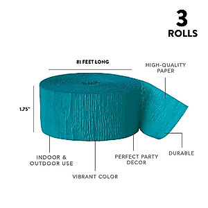 Andaz Press Crepe Paper Streamer Hanging Party Decorations Kit, 240-Feet, Black, Gray, White, 1-Pack, 3-Rolls, New Years Gradaution Colored Wedding Baby Bridal Shower Birthday Supplies