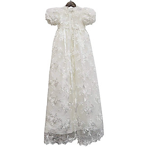 Abaowedding® Lace Christening Gowns Baby Baptism Dress Newborn Baby Dress (9 M) White