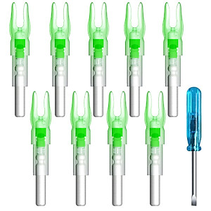 Lzwow 9PCS S Lighted Nocks for Arrows with .244 Inside Diameter Automatic Compound Bow Arrow Nocks for Hunting Shooting