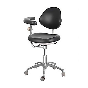 Aries Outlets Dental Adjustable Doctor's Stool Assistant Chair+360 Degree Rotation Armrest PU