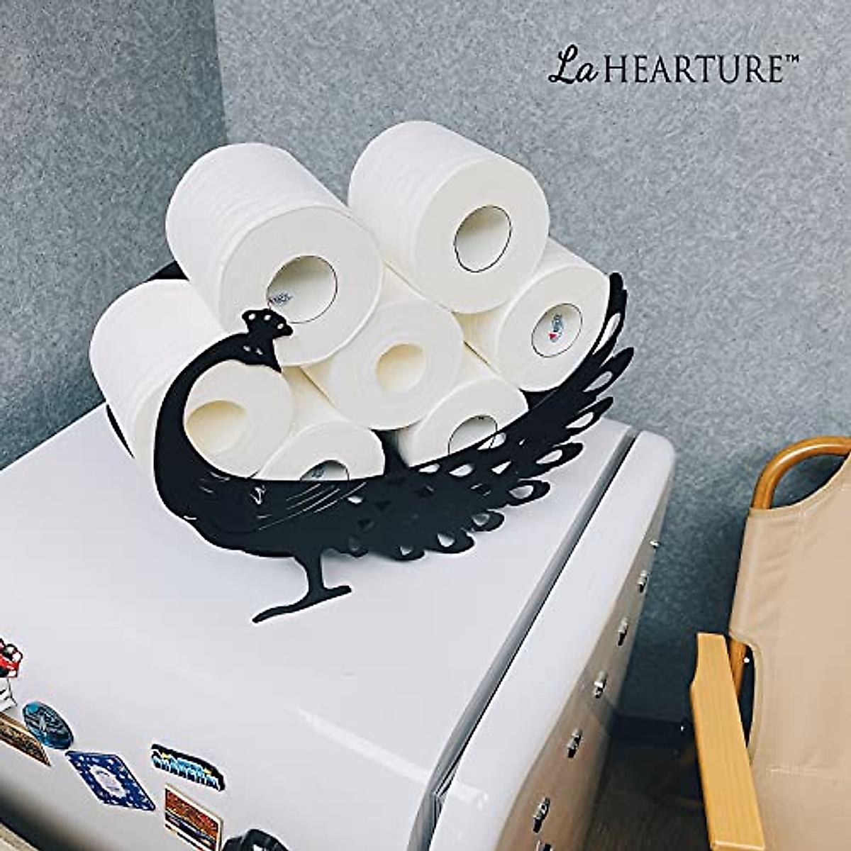 Sheep Toilet Paper Holder Stand Black Metal Bathroom Tissue Storage Wall Mounted Free Standing Shelf 8 Rolls Jumbo Novelty Waterproof Floor Wipes Shelves(Peacock)
