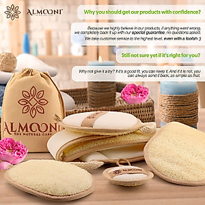 Premium Exfoliating Loofah Pad Body Scrubber, Back Scrubber and Facial Loofah Bundle, Made with Natural Egyptian Loofah Sponge That Gets You Clean, Not Just Spreading Soap