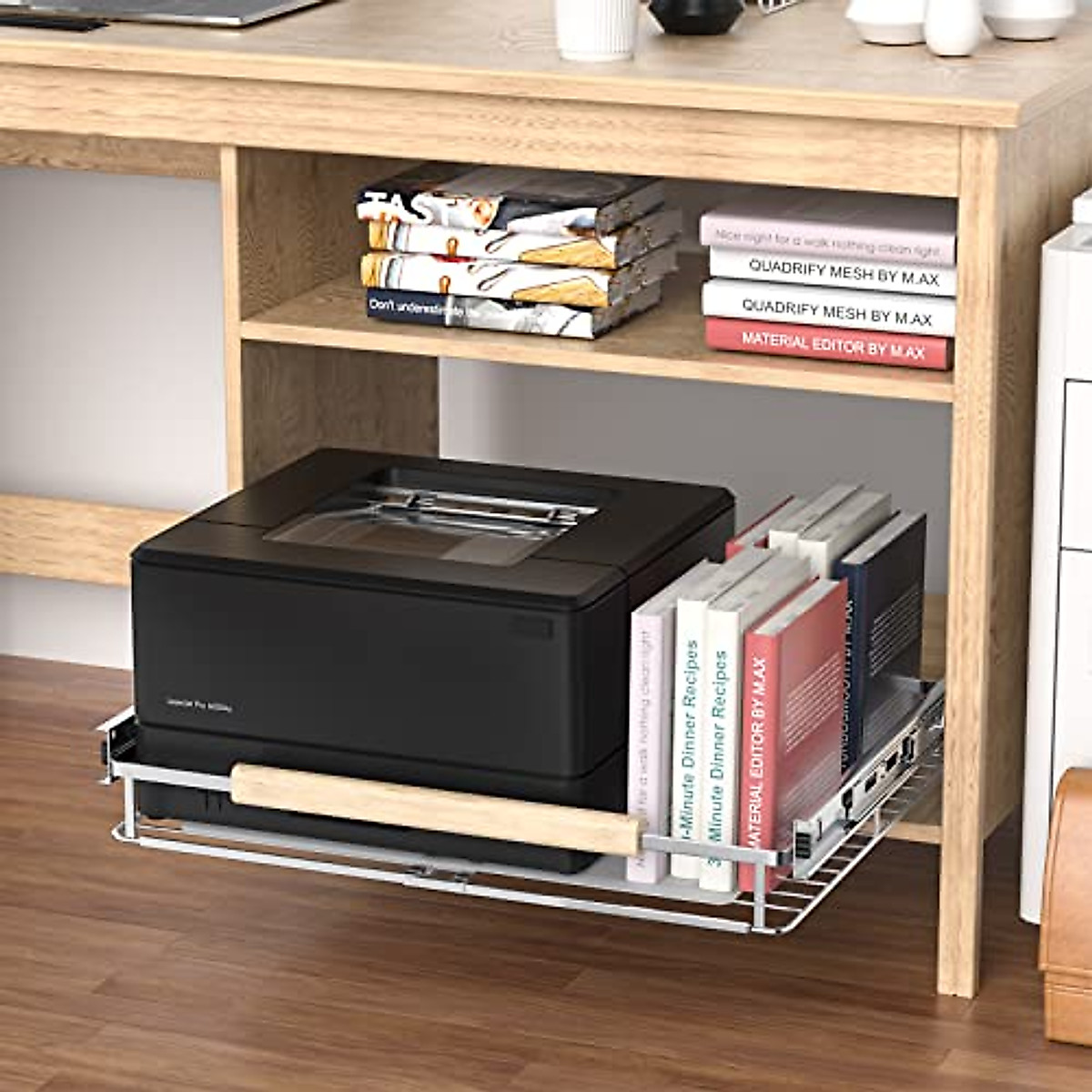 GNEOUS Greal Expandable Cabinet Pull Out Basket Heavy Duty Slide Out Pantry Shelves Under Sink Organizers and Storage for Kitchen, Bathroom, Wardrobe, Cupboard, Adjusted Width 16.1"-26.3", 1 Pack