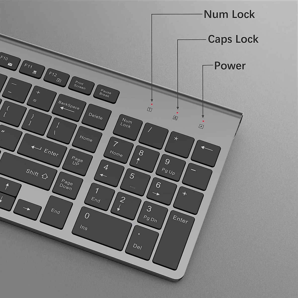 JOYACCESS Wireless Keyboard, 2.4G Slim and Compact Wireless Keyboard with Numeric Pad for Laptop, MacBook Air, Apple, Computer, PC(Black and Grey)