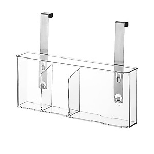 HIEEY Over the Cabinet Door Organizer Holder,Spice Organizer for Cabinet,Wall Mounted Storage Rack Hanging Shelf for Kitchen Cabinet,Pantry Door or Bathroom Shower Cosmetic(Transparent,Three grid)