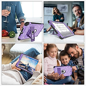 BENTOBEN iPad Mini 5 Case, iPad Mini 4 Case, Glitter Sparkly 3 Layers Heavy Duty Rugged Shockproof Kickstand Sturdy Leather Protective Tablet Cover for Apple iPad Mini 5 / iPad Mini 4, Purple