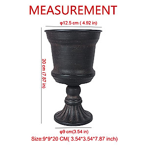 WEIDUOFUN Antique Display Urn Planter Pedestal Vase Rustic Classic Urn Planter Vase for Wedding Home Cafe Decoration -7.87”Tall and 3.54” Diameter