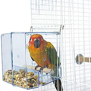 Birds LOVE Bird Feeder Seed Catcher Tray Hanging Cup Food Dish for Parrot Cage for Small Birds Lovebirds Cockatiels Canaries Sun Conures Blue