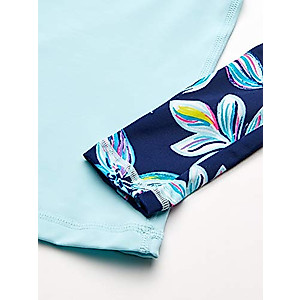 Kanu Surf Girls' Long Sleeve Rashguard UPF 50+ Two Piece Swim Set, Charlotte Navy, 12