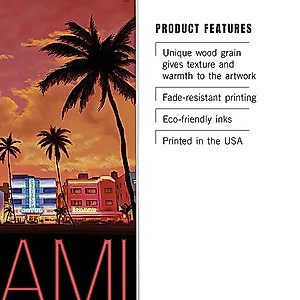 Lantern Press 6x9 Inch Wood Sign, Ready to Hang Wall Decor, South Beach Miami, Florida