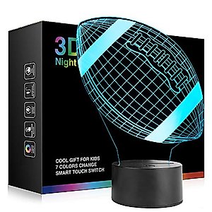 Ticent Football Gifts Night Light, Soccer 3D Desk Lamp 7 Color Changing Decoration Lighting for Boys Girls Birthday Holiday Christmas Gift