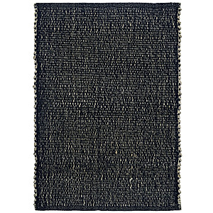 Black 2X3 Jute Rug Braided Rug - Earthy Farmhouse Solid Rug - Nautical Area Rug for Entryway or Kitchen, 2' x 3'