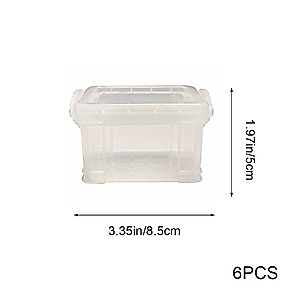 AOTISBAO 6 Pcs Mini Storage Boxes Plastic Storage Stackable Boxes with Lid Plastic Organiser Boxes for Organizing Snacks Toys